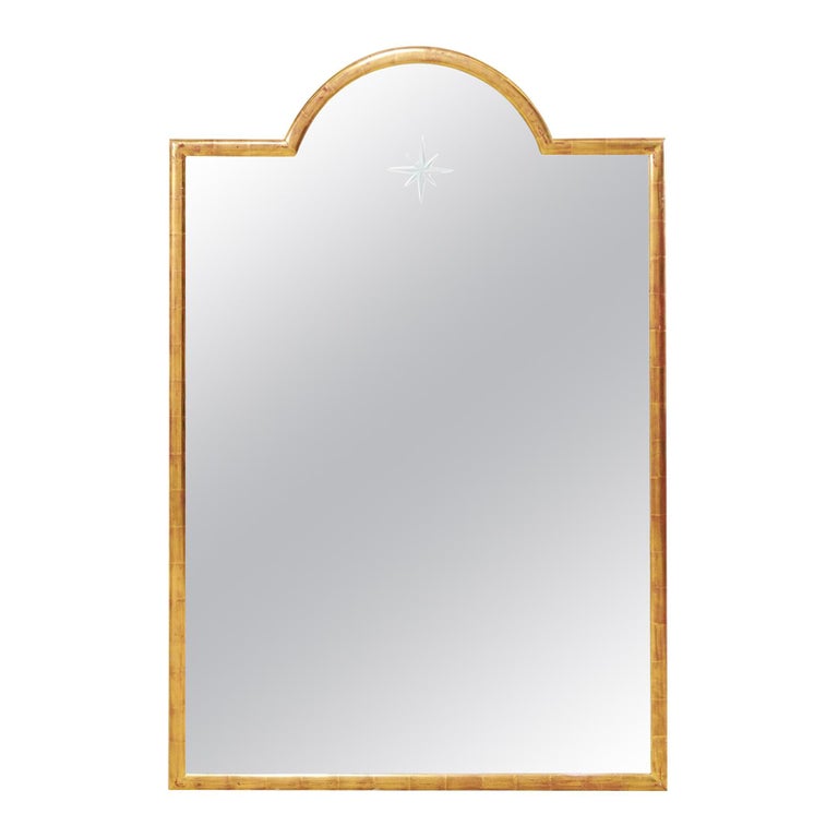 Vintage Gold Framed Mirror with Arched Top and Silver Églomisé Sunburst ...