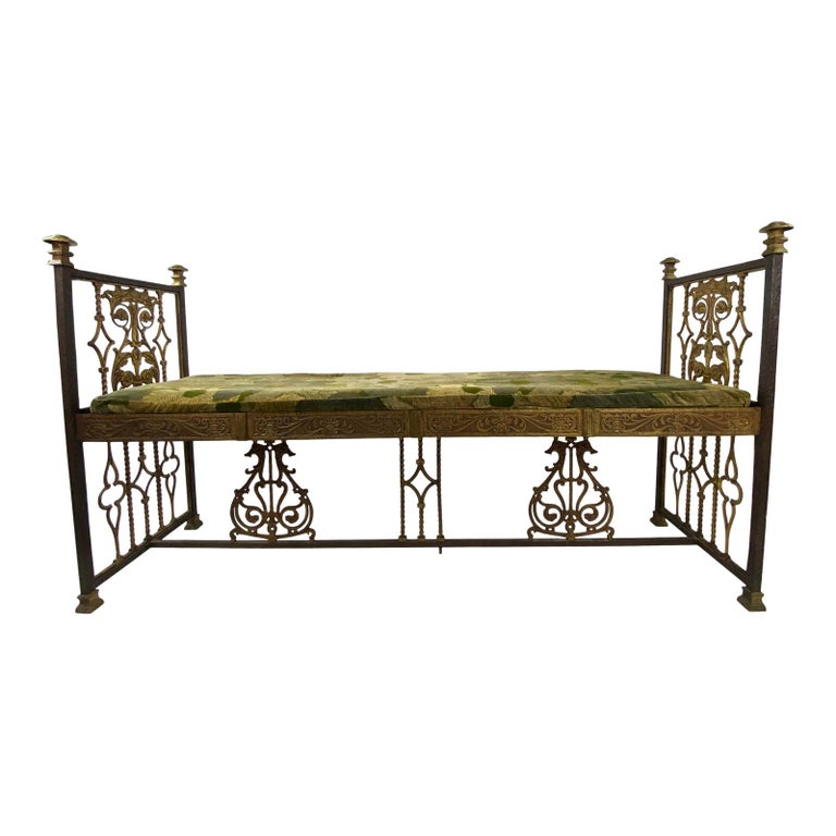 Vintage Gold Gilt Ornate Iron Renaissance Style Bench at 1stDibs