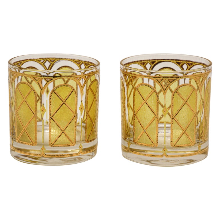 Vintage Gold Glasses by Fred Press Set of Two at 1stDibs