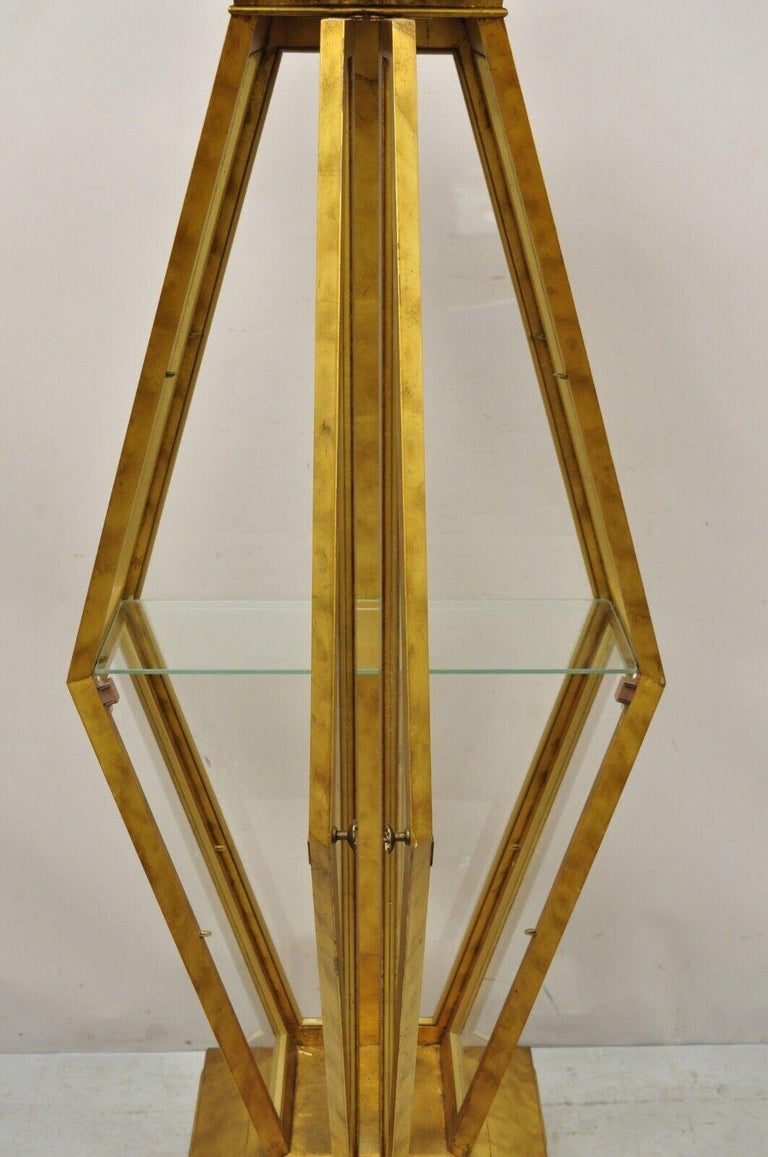 Vintage Gold Hollywood Regency Diamond Shaped Curio Cabinet Display ...