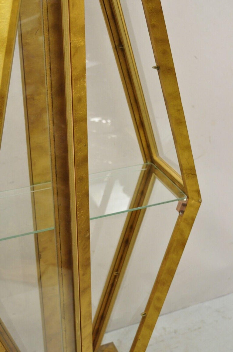 Vintage Gold Hollywood Regency Diamond Shaped Curio Cabinet Display ...