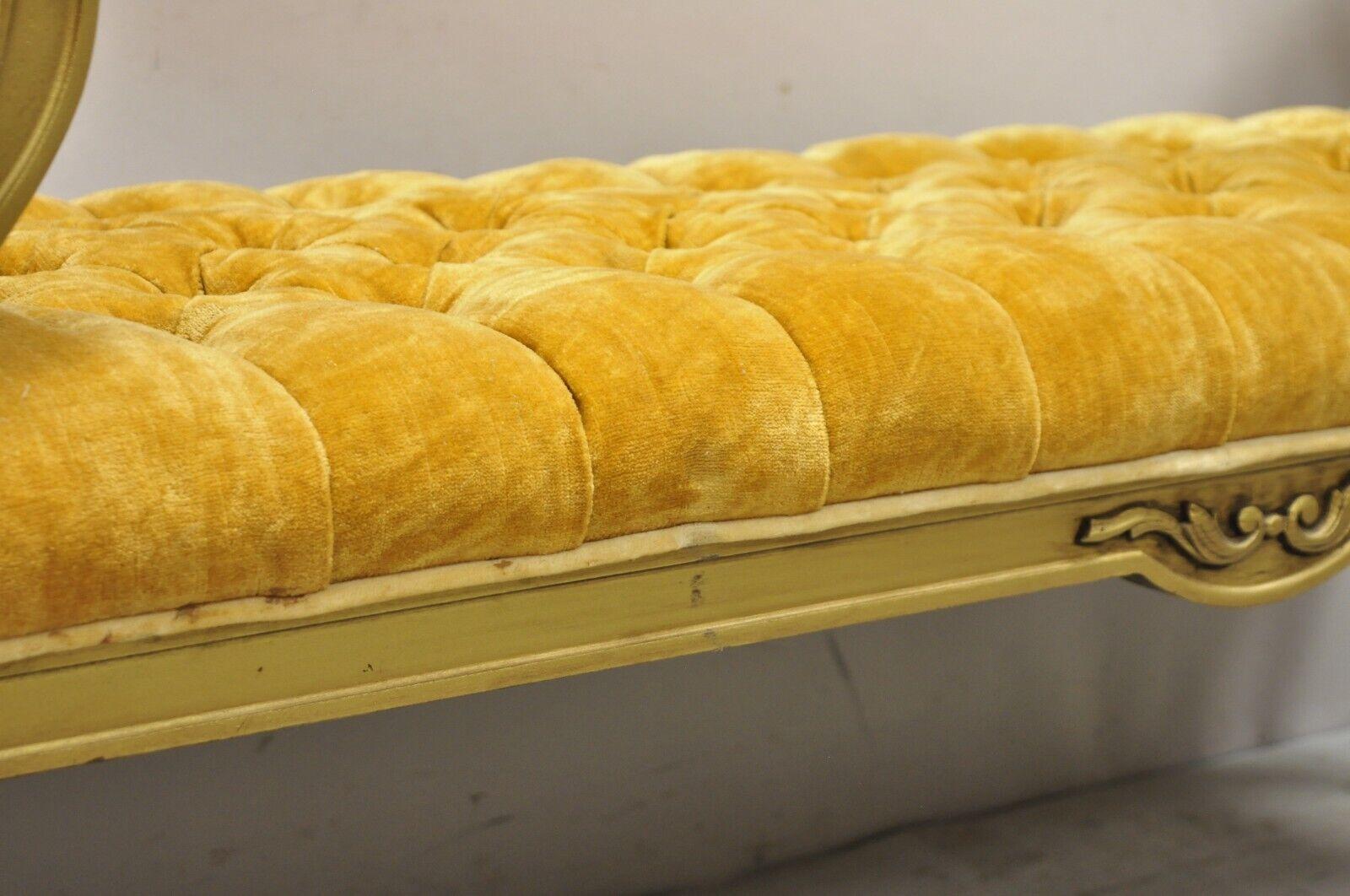 Vintage Gold Hollywood Regency French Style Window Bench with Tufted ...