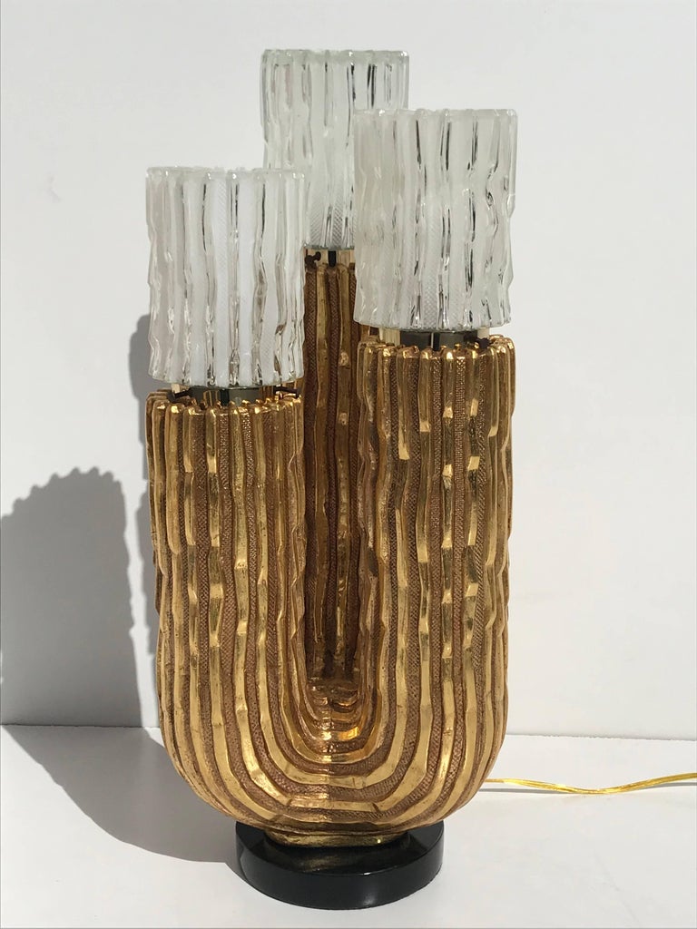 Vintage Gold Leafed Cactus Lamp at 1stDibs | vintage cactus lamp, gold ...