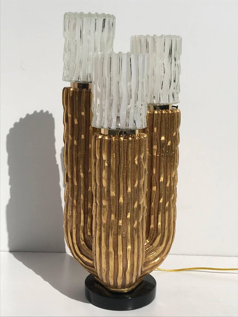Vintage Gold Leafed Cactus Lamp at 1stDibs | vintage cactus lamp, gold ...