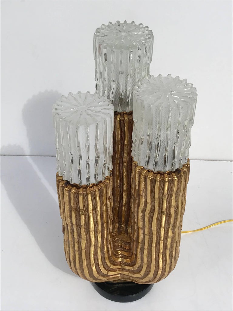 Vintage Gold Leafed Cactus Lamp at 1stDibs | vintage cactus lamp, gold ...