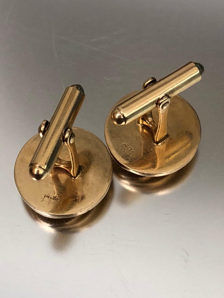 Vintage Gold Multi Layered Round Cufflinks at 1stDibs