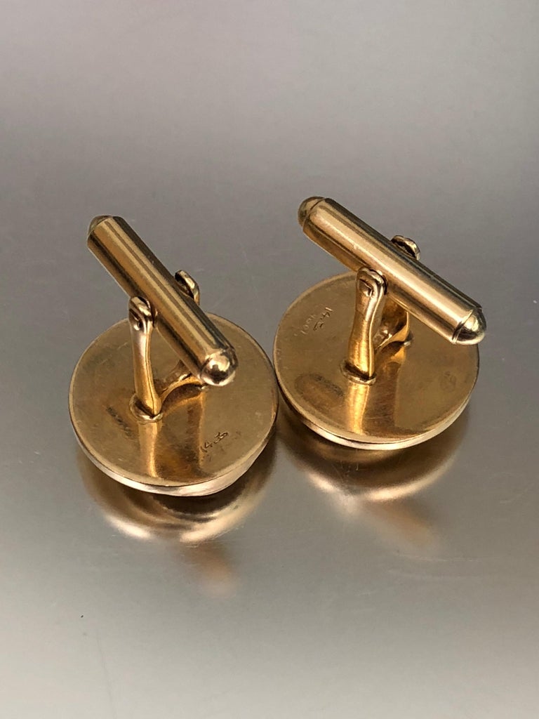 Vintage Gold Multi Layered Round Cufflinks at 1stDibs