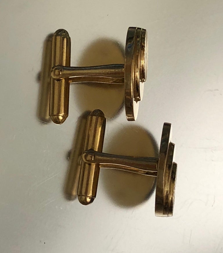 Vintage Gold Multi Layered Round Cufflinks at 1stDibs