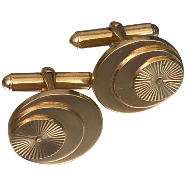 Vintage Gold Multi Layered Round Cufflinks at 1stDibs