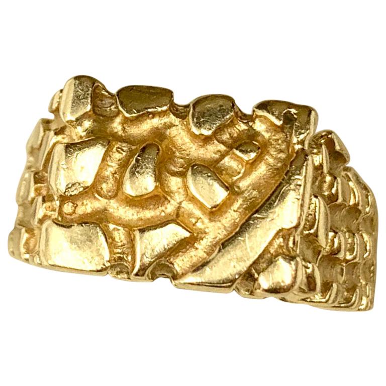 Vintage Gold Nugget Brutalist Style 14 Karat Yellow Gold Ring, 1960's ...