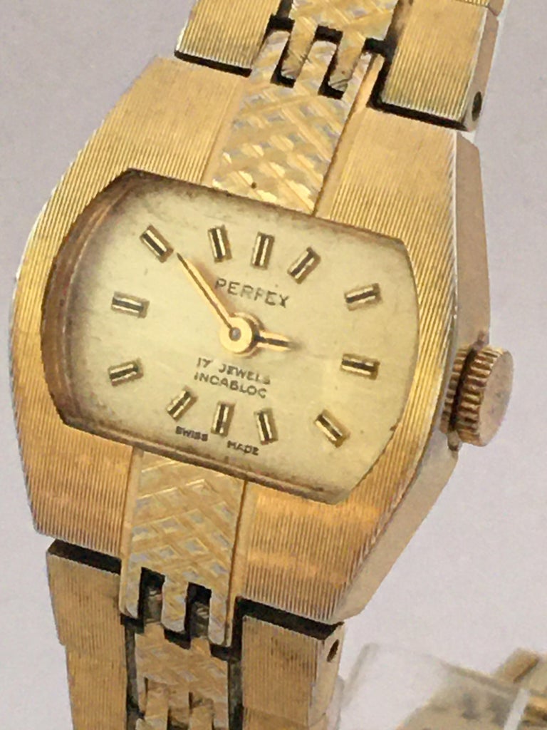 Vintage Gold-Plated 1980s Ladies Swiss Mechanical Watch For Sale at 1stDibs