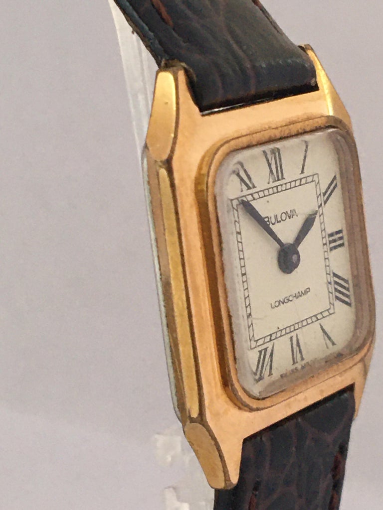 Vintage Gold-Plated and Stainless Steel Square Ladies Bulova Mechanical ...