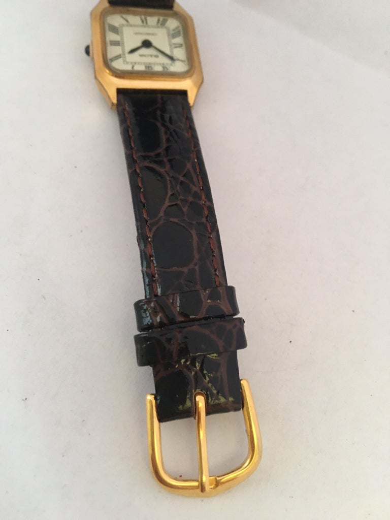 Vintage Gold-Plated and Stainless Steel Square Ladies Bulova Mechanical ...