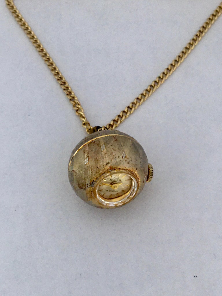 Vintage Gold-Plated Bvler Mechanical Pendant Ball Watch For Sale at ...
