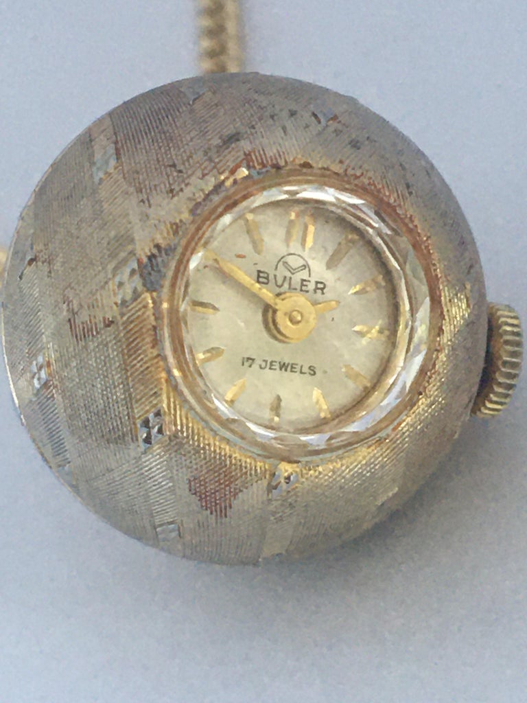 Vintage Gold-Plated Bvler Mechanical Pendant Ball Watch For Sale at ...