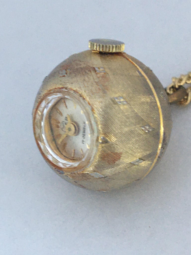 Vintage Gold-Plated Bvler Mechanical Pendant Ball Watch For Sale at ...