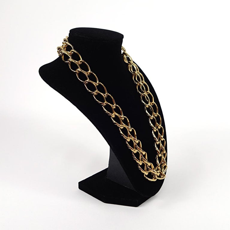 Vintage Gold-Plated Christian Dior Necklace with Large Chains For Sale ...