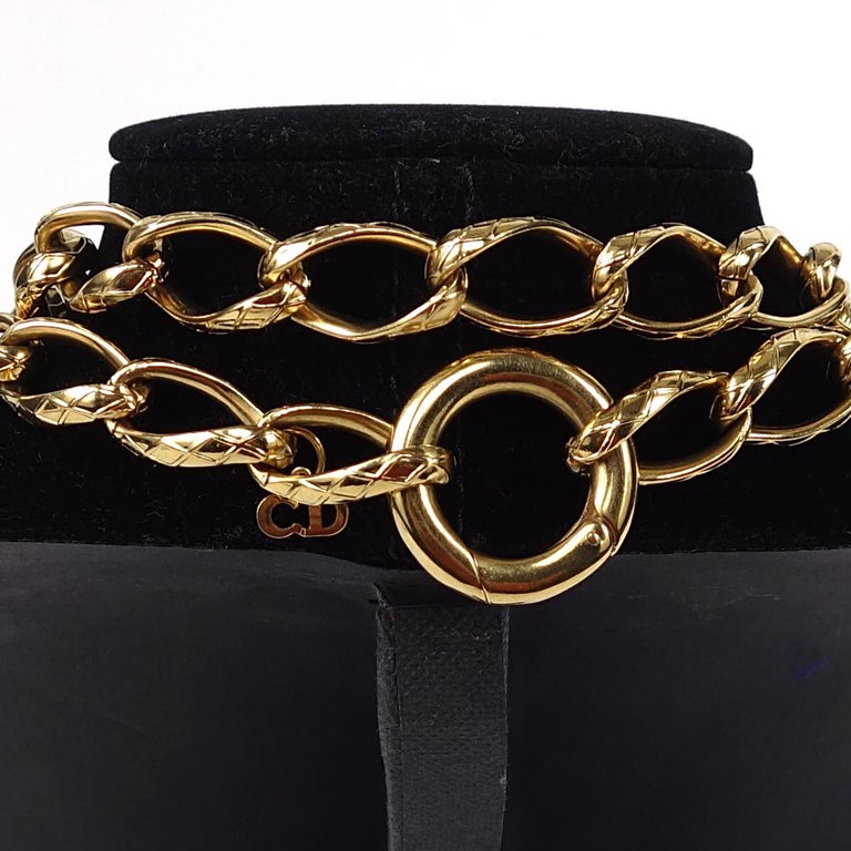 Vintage Gold-Plated Christian Dior Necklace with Large Chains For Sale ...