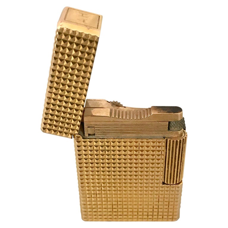 Vintage Gold-Plated Diamond Head Pocket Gas Lighter By S. T. Dupont ...