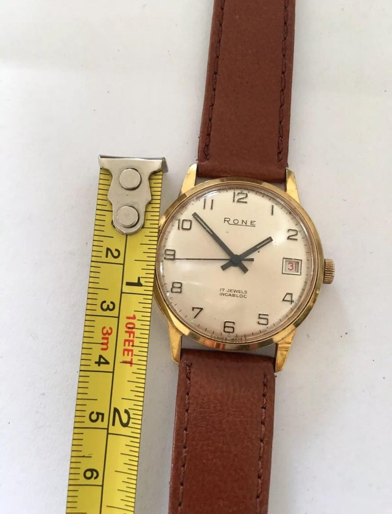 Vintage Gold-Plated Swiss Made Hand-Winding Rone Wristwatch at 1stDibs