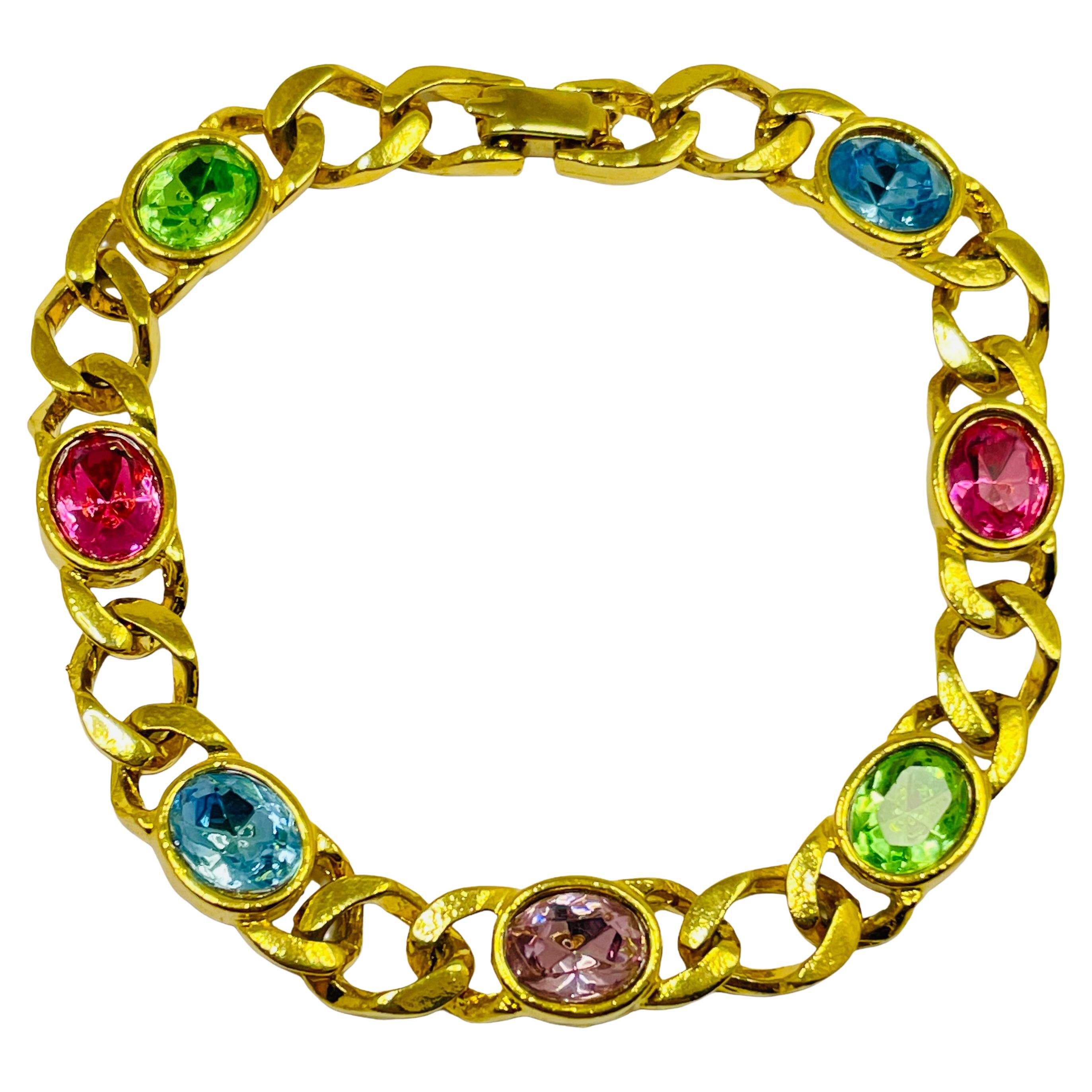 Vintage gold rhinestone designer runway bracelet at 1stDibs