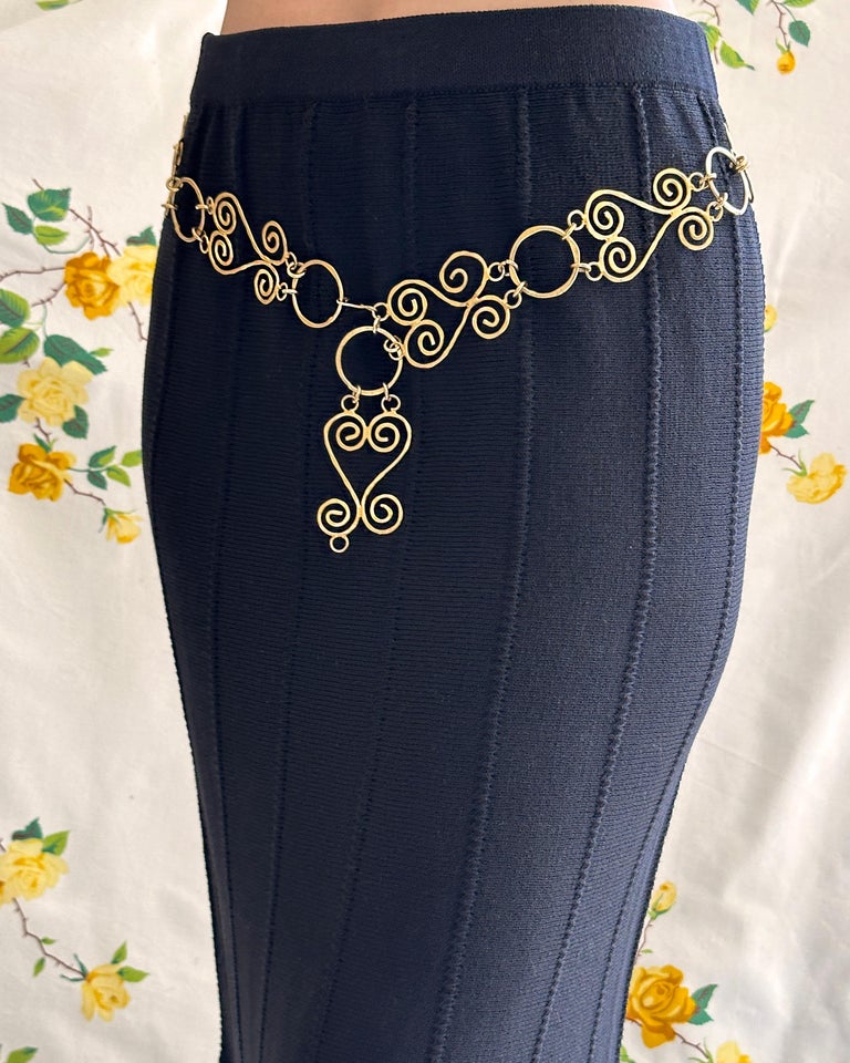 Vintage Gold Swirl Chain Belt For Sale at 1stDibs