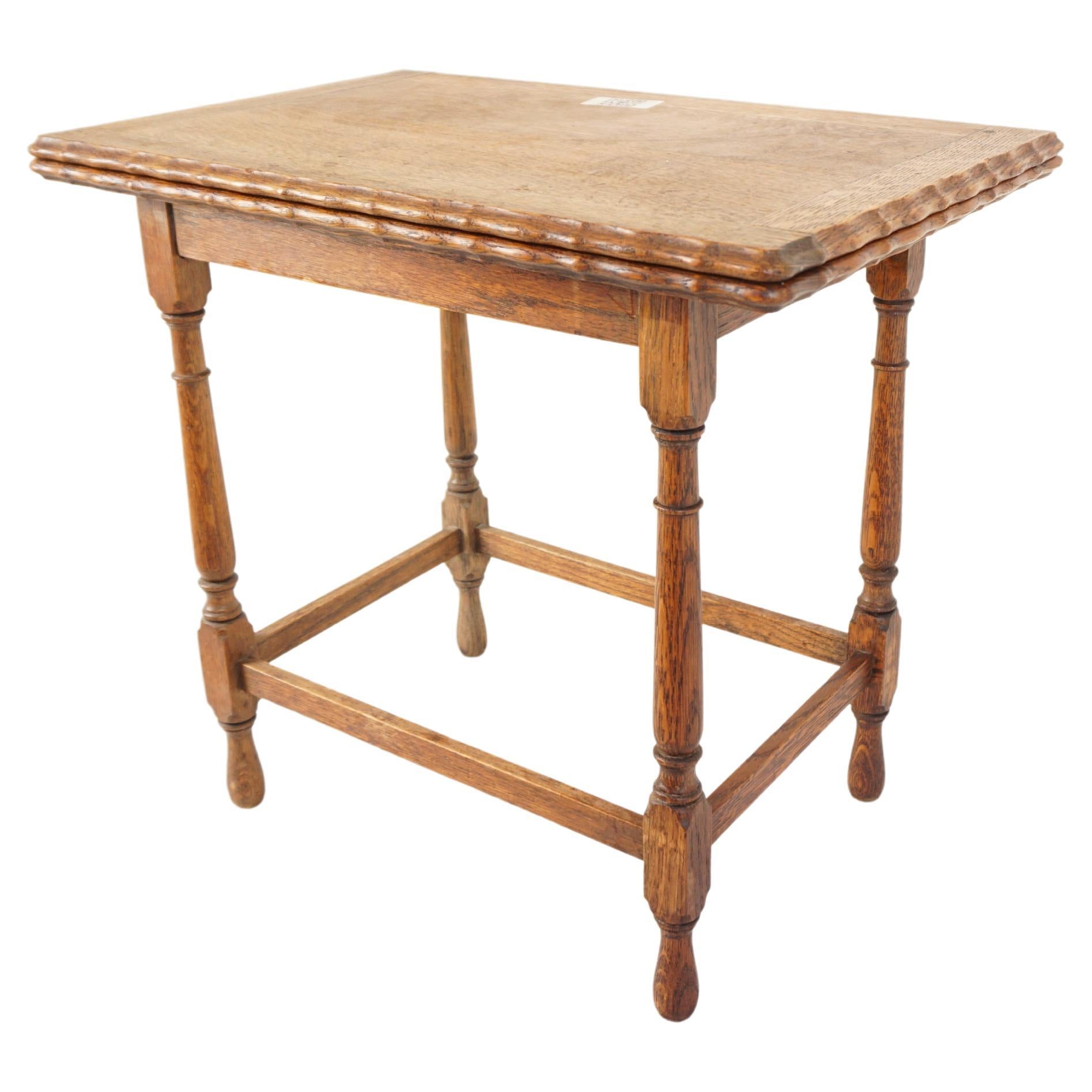 Vintage Golden Oak Turn Over Card Table, End Table, Scotland 1930, H976 ...