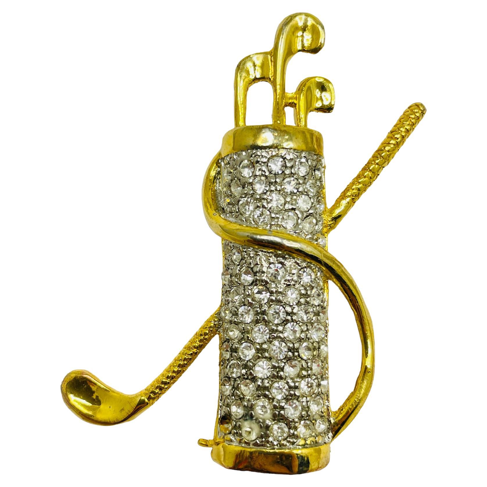 Vintage 9 Carat Yellow Gold Golf Club Brooch For Sale at 1stDibs