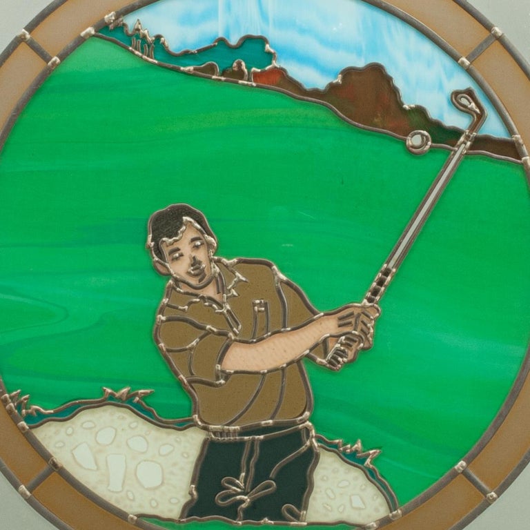Vintage Golf Stained Glass Window 1993 from the Mansfield Bar For Sale ...