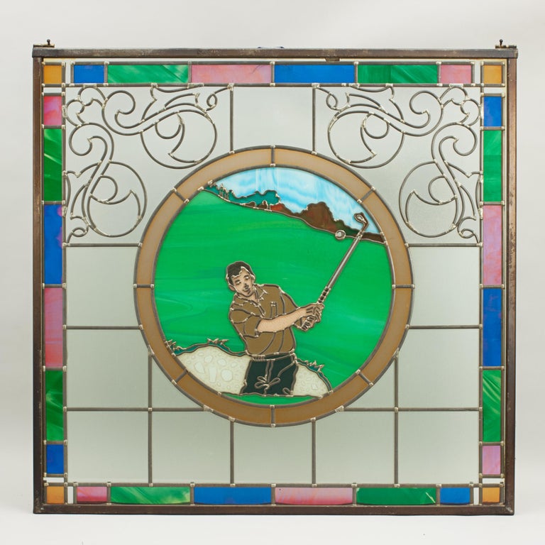 Vintage Golf Stained Glass Window 1993 from the Mansfield Bar For Sale ...