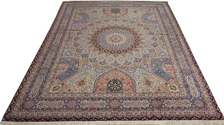 Vintage Gonbad Design Tabriz Persian Rug. Size: 9 ft 11 in x 13 ft For ...
