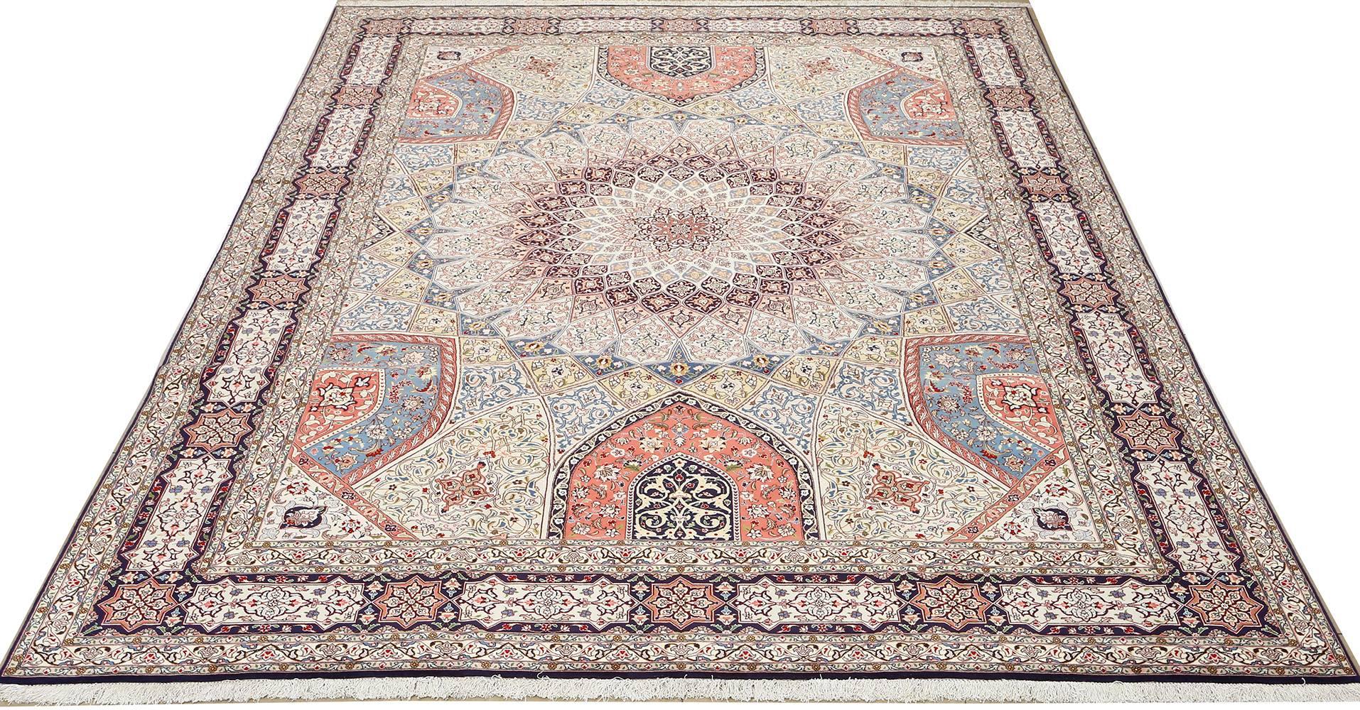 Vintage Gonbad Design Tabriz Persian Rug. Size: 9 ft 8 in x 12 ft 11 in ...