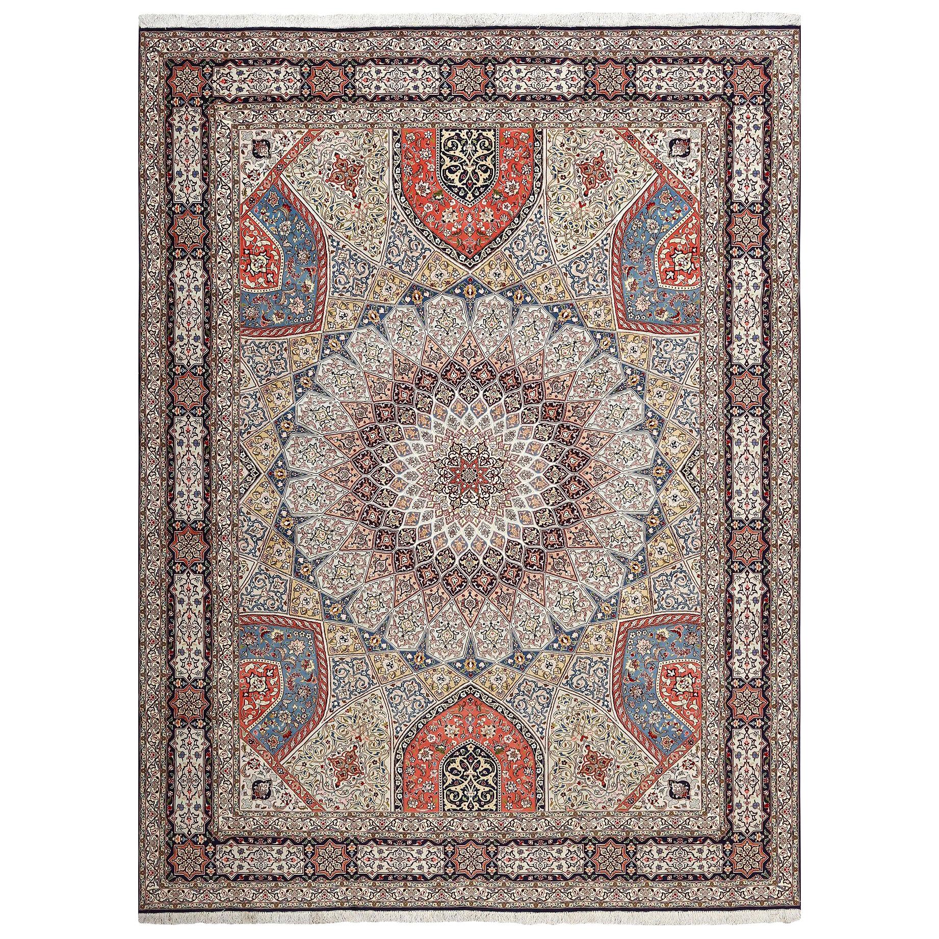 Vintage Gonbad Design Tabriz Persian Rug. Size: 9 ft 11 in x 13 ft For ...