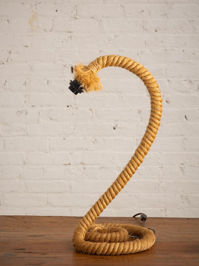 Vintage Gooseneck Rope Table Lamp For Sale at 1stDibs