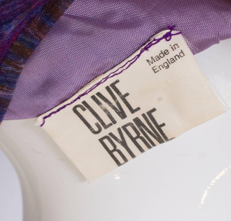 A vintage 1970s purple printed layered long party dress by Clive Byrne ...