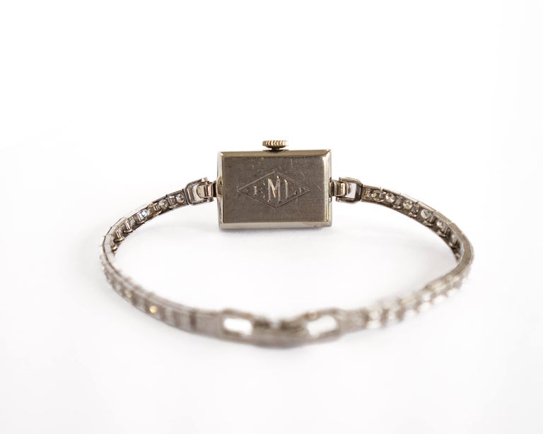 Vintage Granat Bros Platinum and 18k White Gold Watch For Sale at 1stDibs