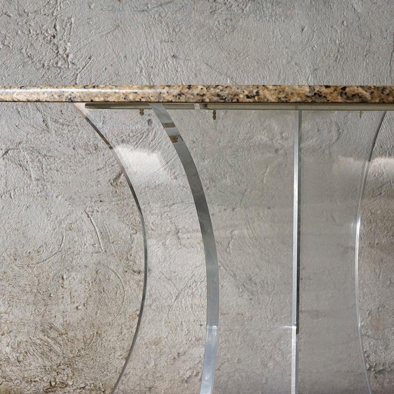 Vintage Granite Topped Circular Dining Table with Lucite Cruciform Base ...