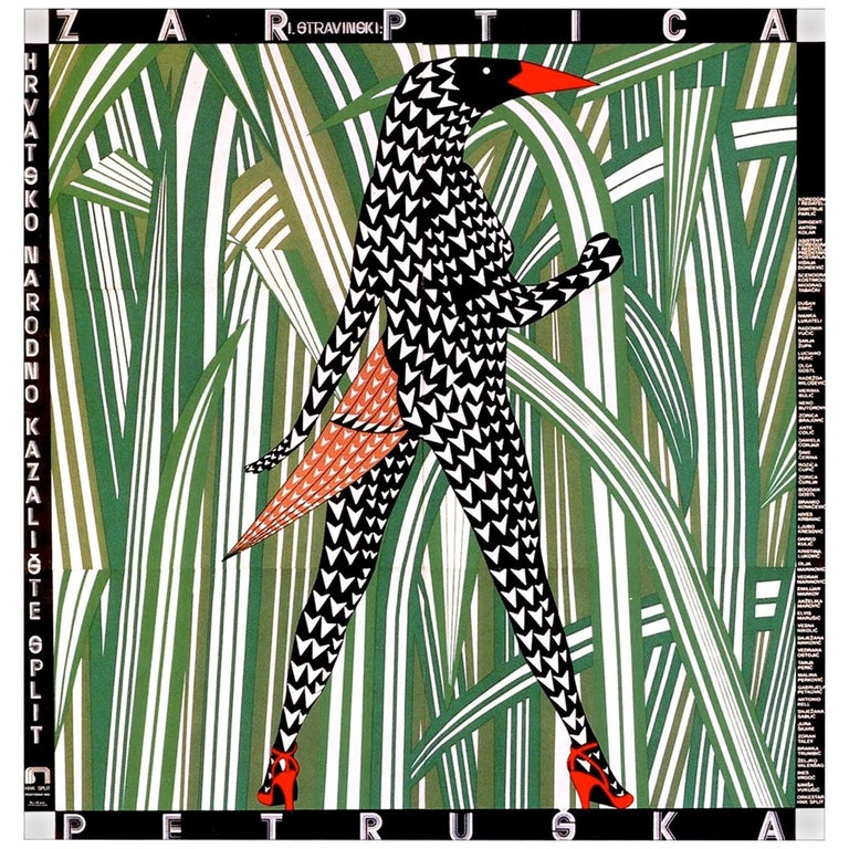 Vintage Graphic Poster, Boris Bucan Pretuska Firebird, Croatian Art Bird at 1stDibs