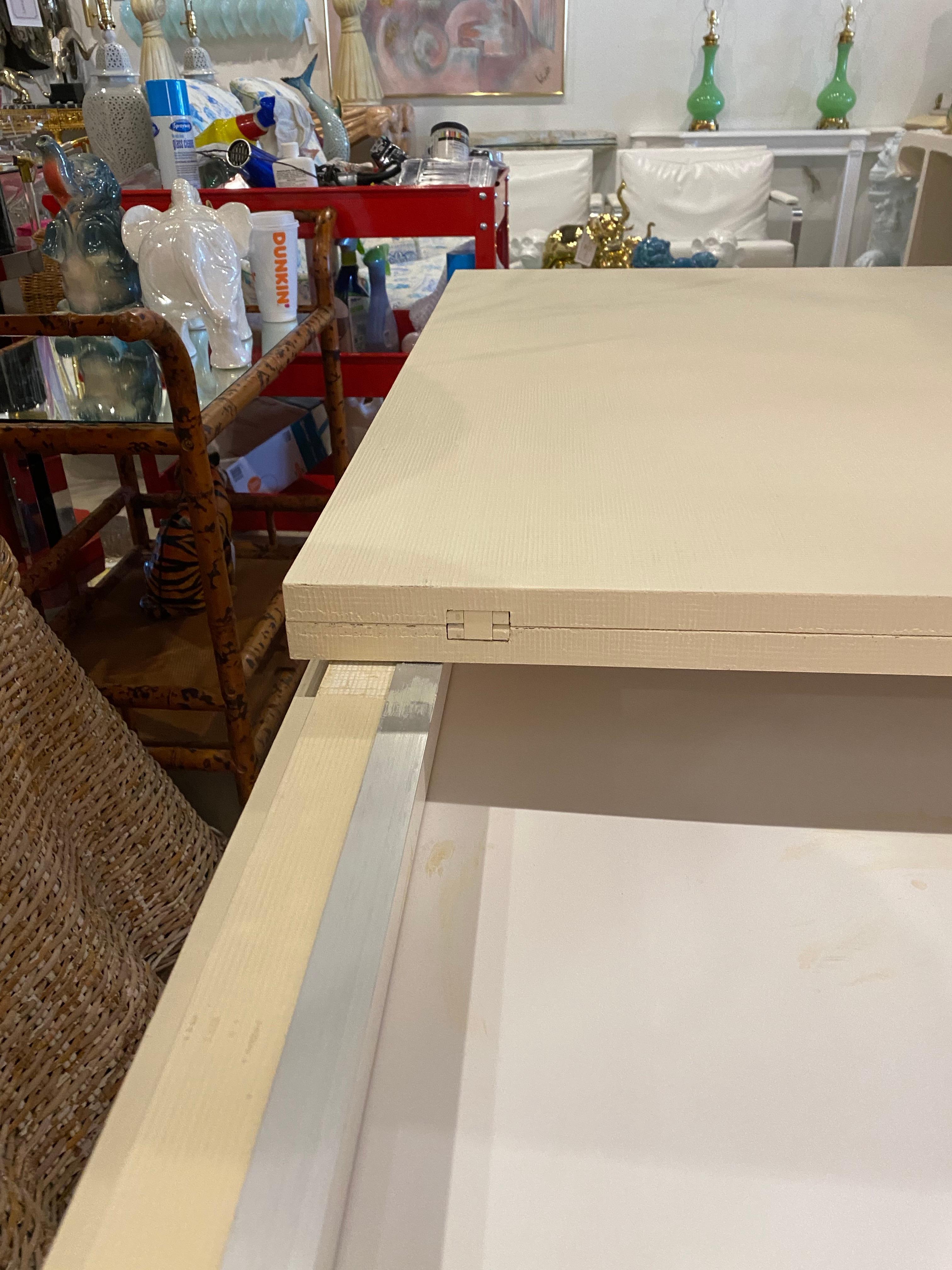 Vintage Grasscloth Linen Painted Game Table at 1stDibs