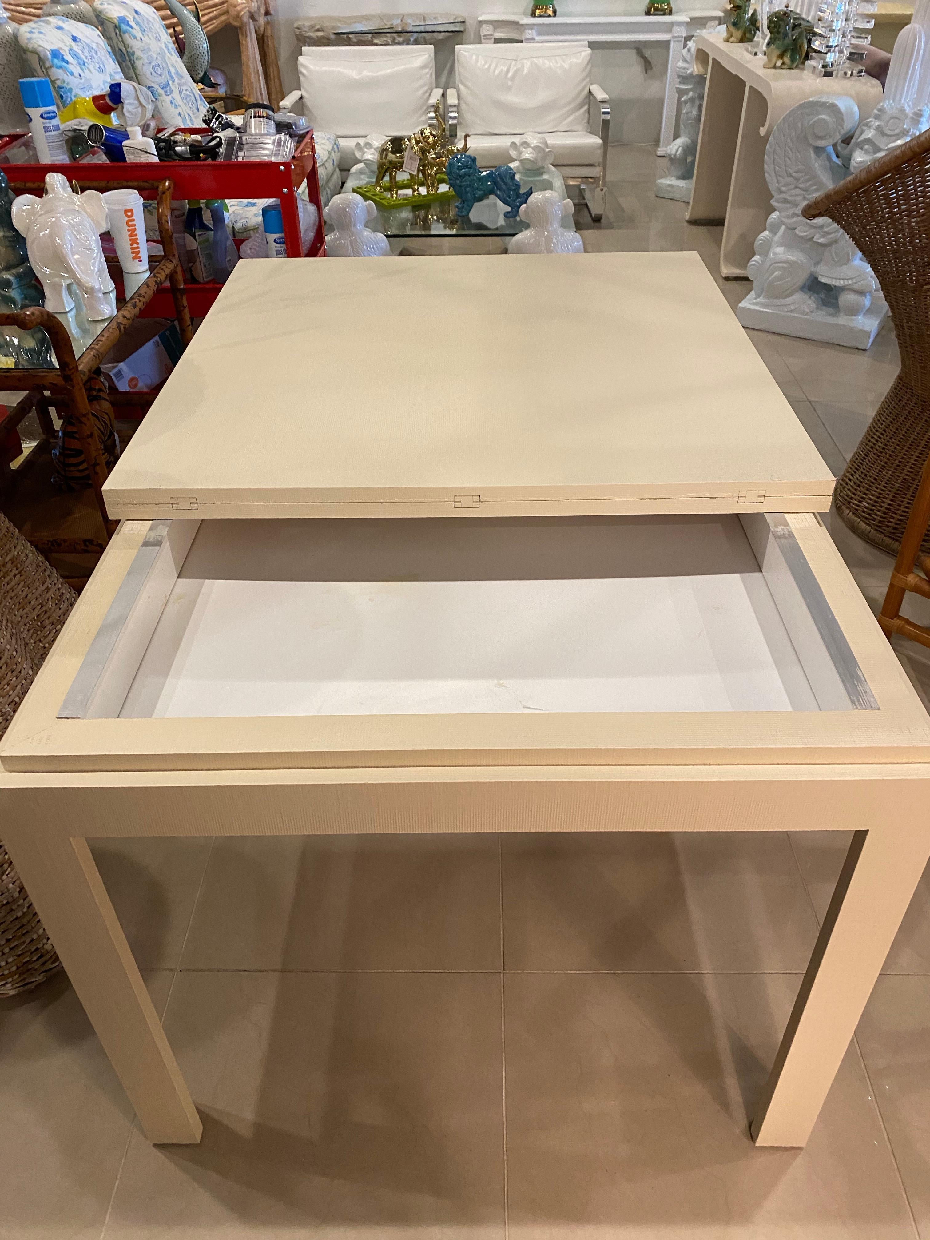 Vintage Grasscloth Linen Painted Game Table at 1stDibs