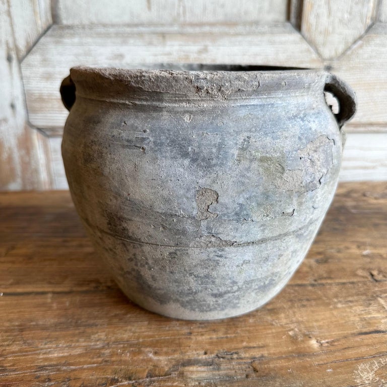 Vintage Gray Clay Weathered Pottery For Sale at 1stDibs