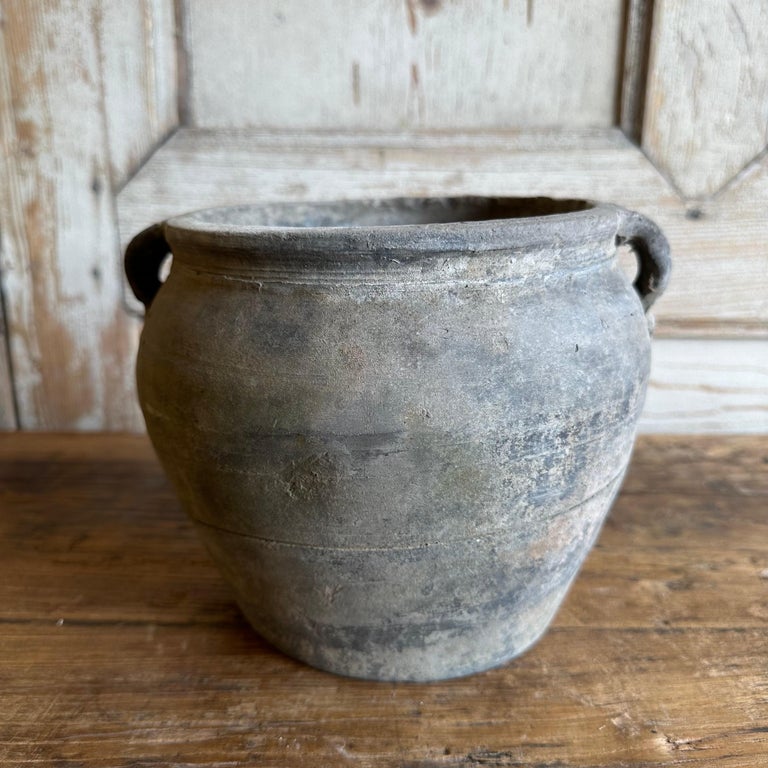 Vintage Gray Clay Weathered Pottery For Sale at 1stDibs