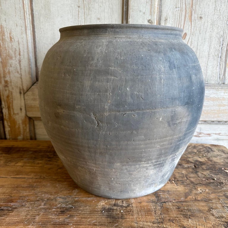 Vintage Gray Clay Weathered Pottery For Sale at 1stDibs