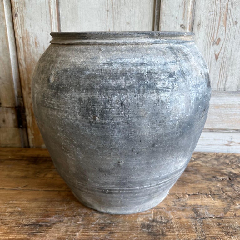Vintage Gray Clay Weathered Pottery For Sale at 1stDibs