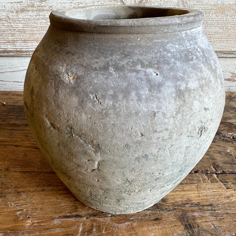 Vintage Gray Clay Weathered Pottery For Sale at 1stDibs