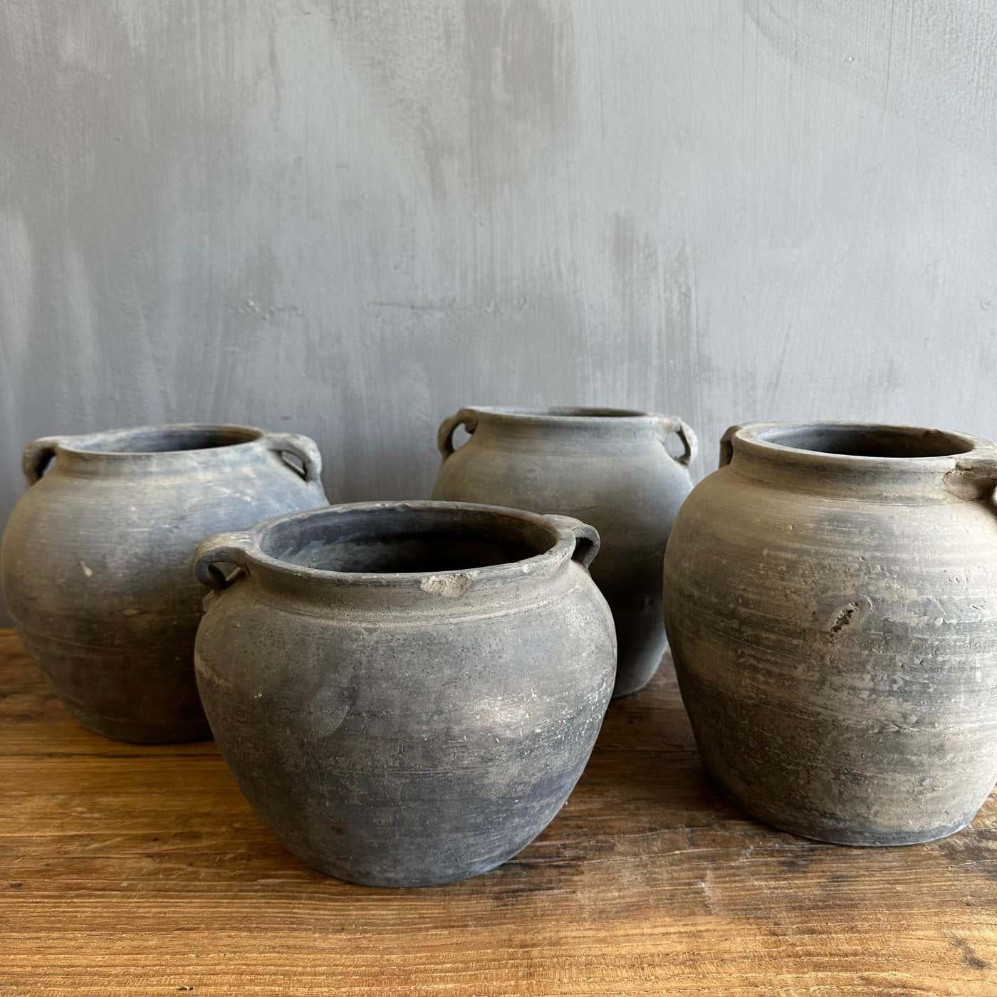 Vintage Gray Clay Weathered Pottery Small Size For Sale at 1stDibs