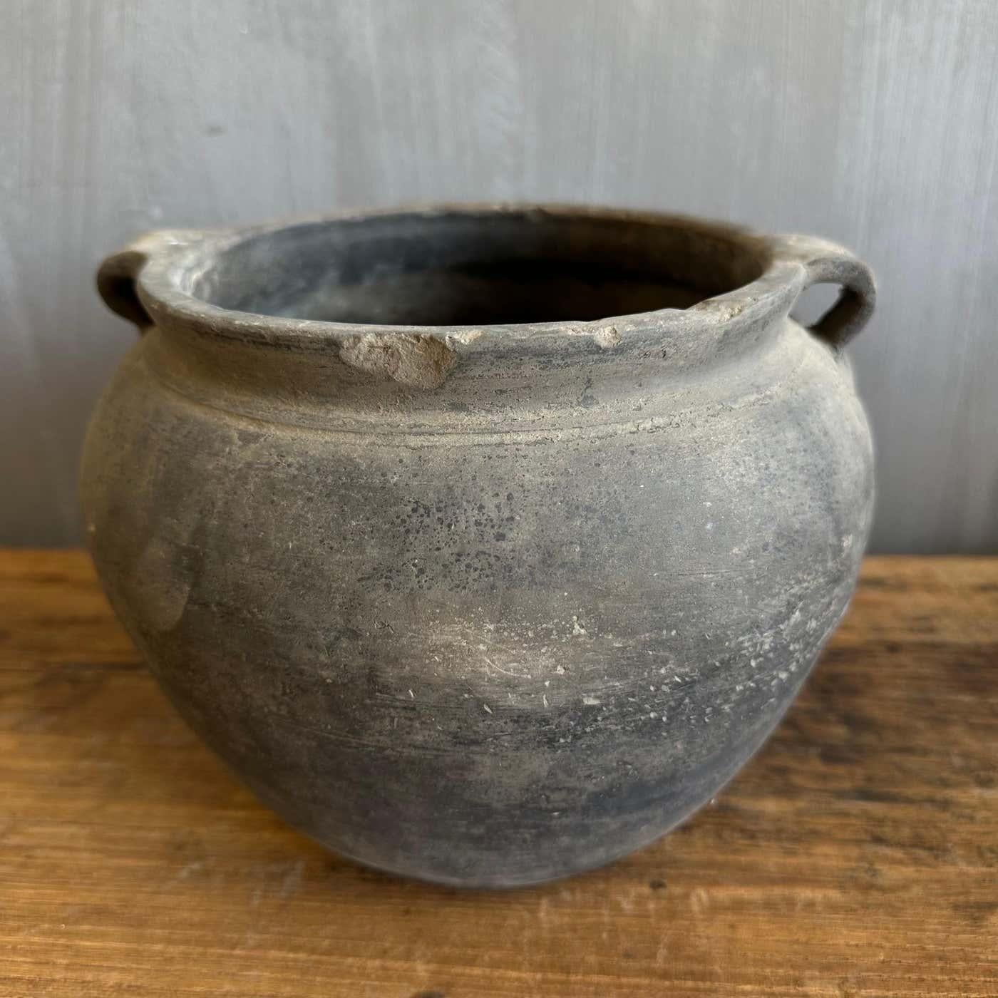 Vintage Gray Clay Weathered Pottery Small Size For Sale at 1stDibs
