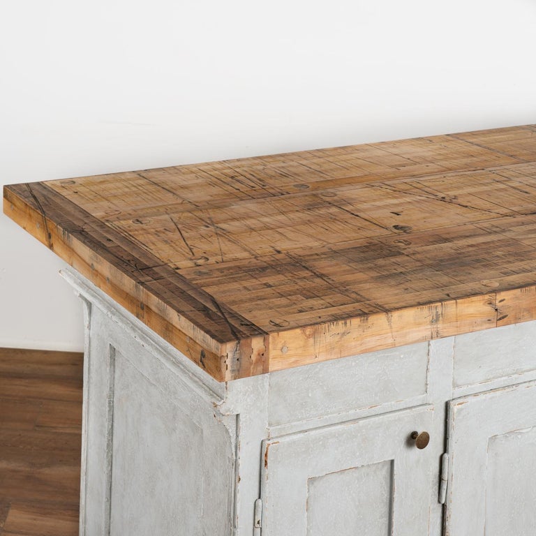 Vintage Gray Painted Shop Counter Free Standing Kitchen Island, Sweden ...