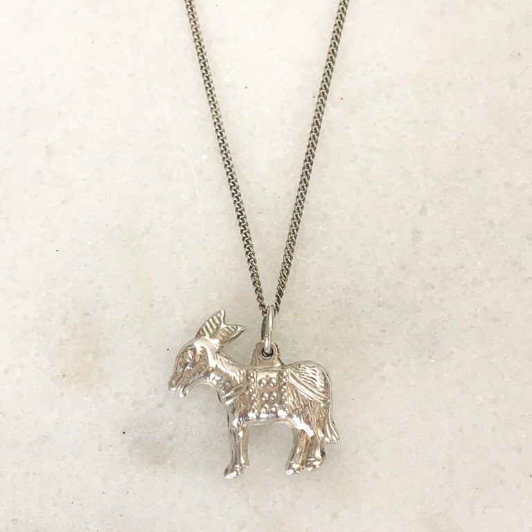 Vintage Greek Donkey Charm Silver Pendant at 1stDibs