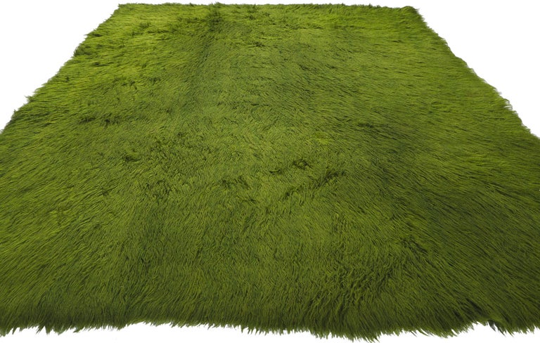 Vintage Greek Flokati Rug with Modern Biophilic Design at 1stDibs